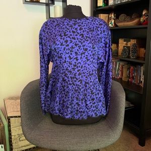 Tops | Vintage Patterned Midnight Blue 8s Style Top | Poshmark